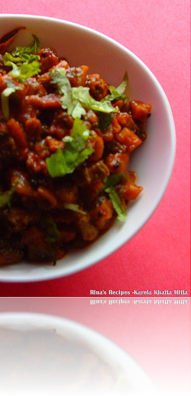 Rina's Recipes: Karela Khatta Meetha / Bitter gourd Sour & Sweet